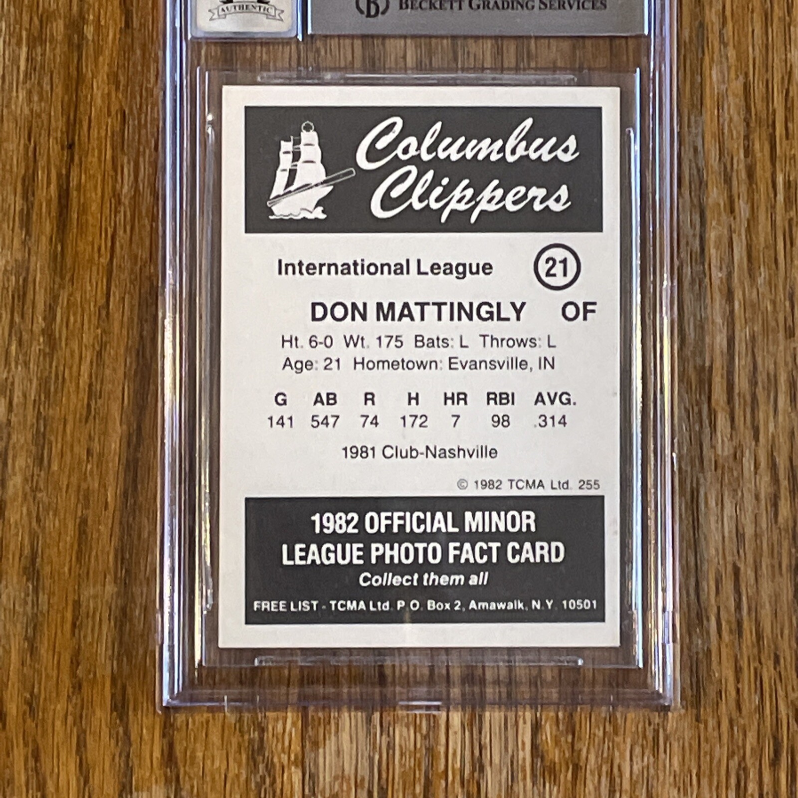 1982 Columbus Clippers TCMA #21 Don Mattingly SIGNED AUTOGRAPH Beckett 10 AUTO | eBay