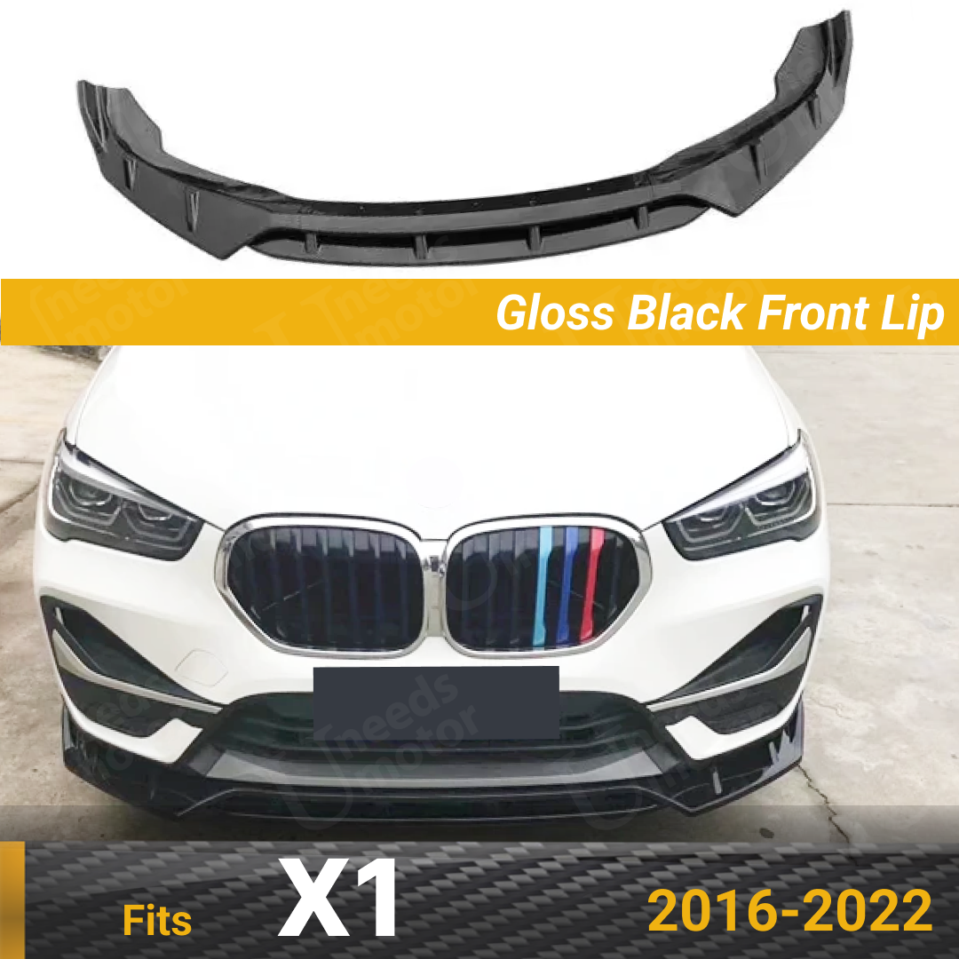 Fits 2016-2022 BMW X1 F48 Gloss Black Front Bumper Lip Splitter Spoiler ...