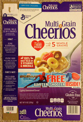 EMPTY Multi Grain Cheerios Spider-Man Homecoming Water Shooter Cereal ...