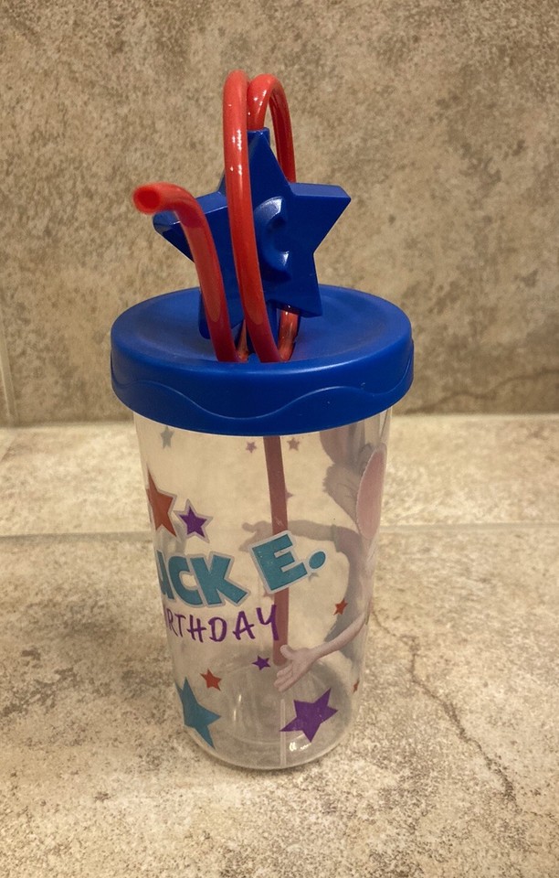 Chuck E. Cheese Plastic Drinking Cup with Lid and Straw Birthday | eBay