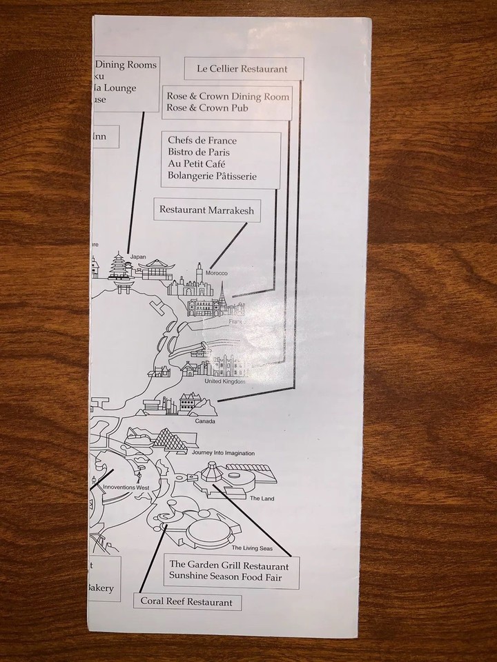 Vintage Walt Disney World Epcot Fine Fun! Dining Guide Map | eBay