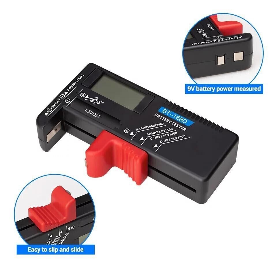 Digital Battery Capacity Gauge Tester Universal AAA AA Button Cell Load ...