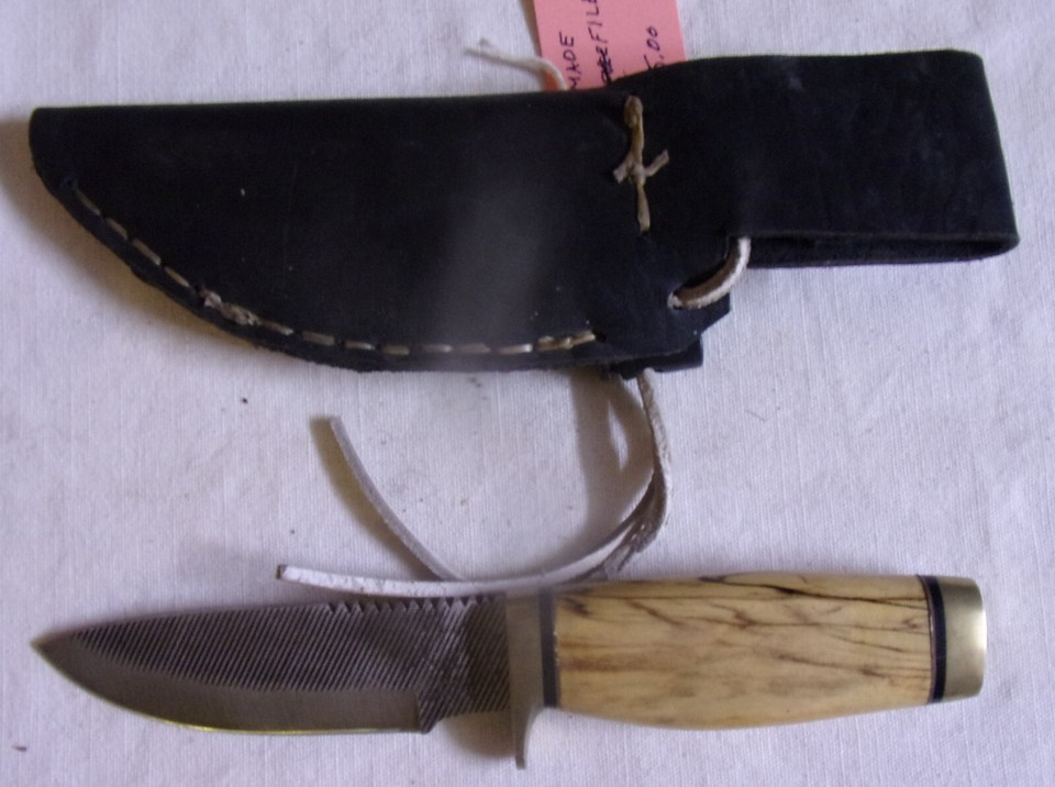 custom made fixed blade knife, blade from a file, spalded maple hilt | eBay