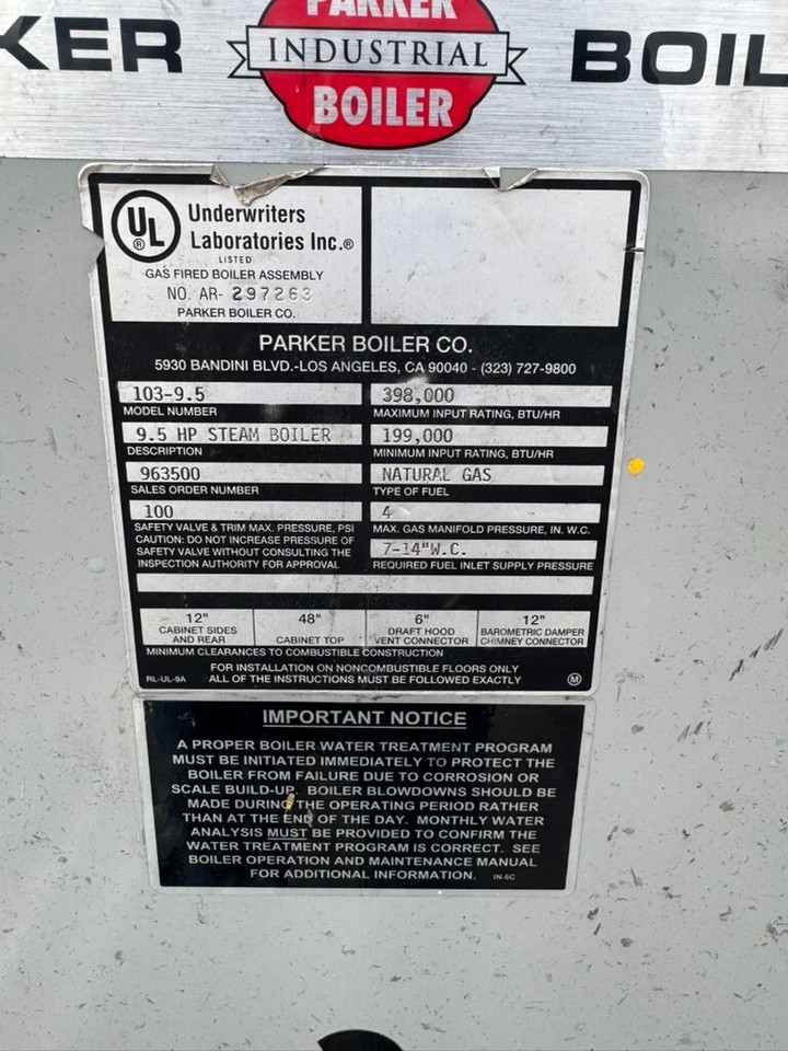 9.5 HP Parker Boiler - Propane | eBay