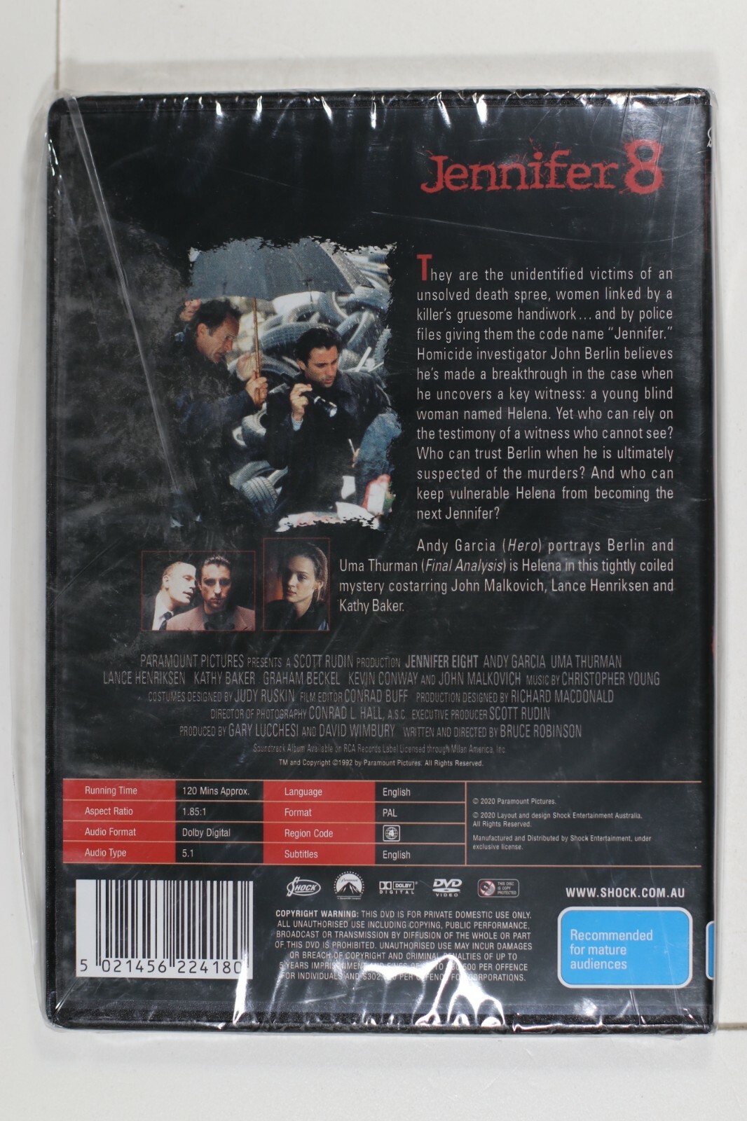 Jennifer 8 - Uma Thurman - Region 4 New Sealed (Partially Open ...