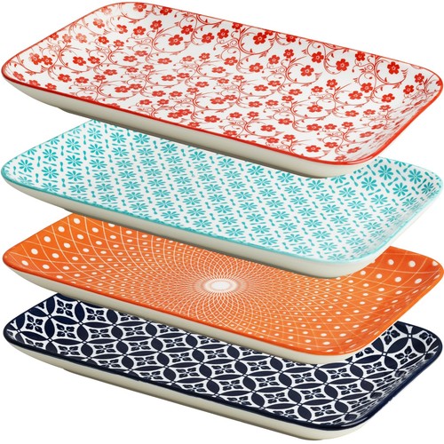 Ceramic Serving Platter Set, 12 x 7 Inch Porcelain Trays for Party ...