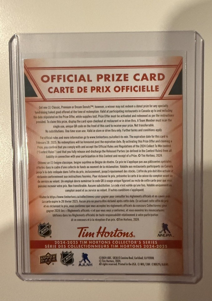 TIM HORTONS 24/25 OFFICIAL PRIZE CARD"UNREDEEMED"DONUT MINT+ | eBay