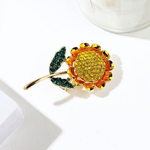 Crystal Sunflower Brooches Pin Enamel Flower Weddings Banquet Party ...