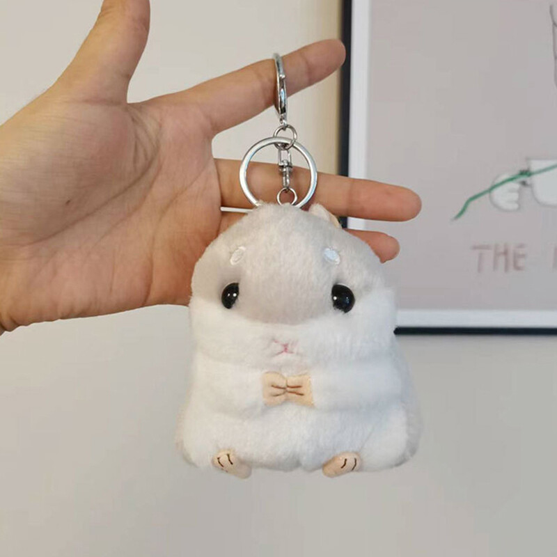 Kawaii Cute Soft Hamster Keyrings Keychains Fluffy Trinkets Car Handbag ...