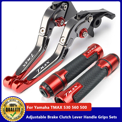 CNC Brake Clutch Levers Handlebar Grips Sets For Yamaha TMAX 530 560 ...