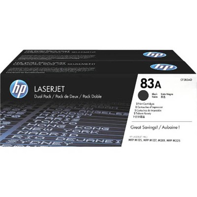 Original HP 83A Black Toner Cartridge Dual Pack (CF283AD) 886112397692 ...