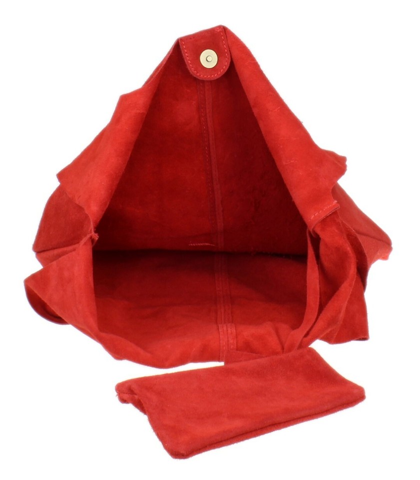 Genuine Suede Leather Tote Plain Open Shoulder Bag Slouch Large Handbag ...