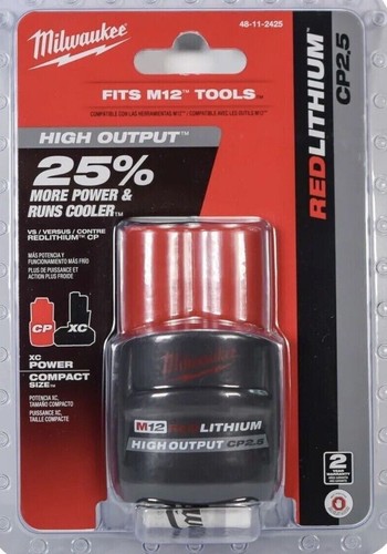 Milwaukee 48-11-2425 M12 2.5 Ah Battery Pack REDLITHIUM 12 Volt NEW ...