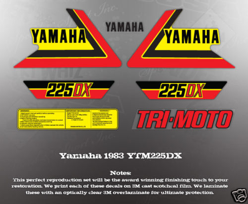 YAMAHA 1983 YTM225DX TRI-MOTO DECAL GRAPHIC KIT | eBay