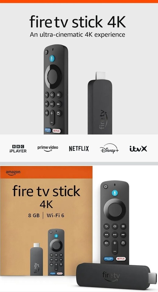 Amazon Fire TV Stick 4K Firestick | Ultra HD | Wi-Fi 6 | Alexa Voice ...
