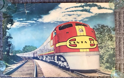 Original 1937 Santa Fe (ATSF) Color Print Of Warbonnet E-Unit And Super ...