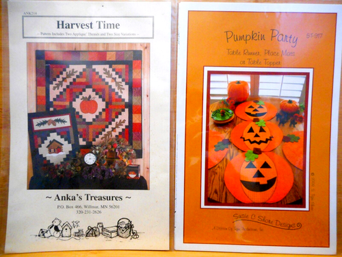 2 Autumn Patterns-Harvest Time Quilt-Pumpkin Party Table Runner Place ...