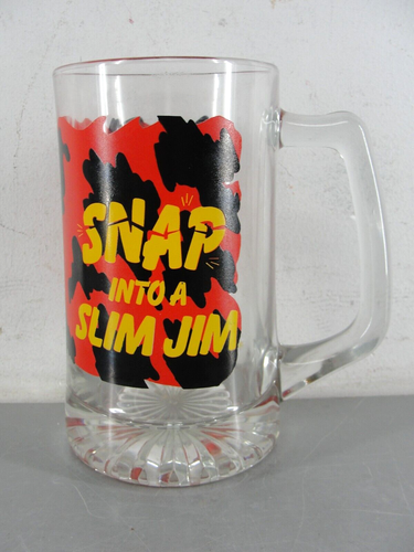 SNAP INTO A SLIM JIM WWF MACHO MAN RANDY SAVAGE LARGE HEAVY GLASS BEER ...