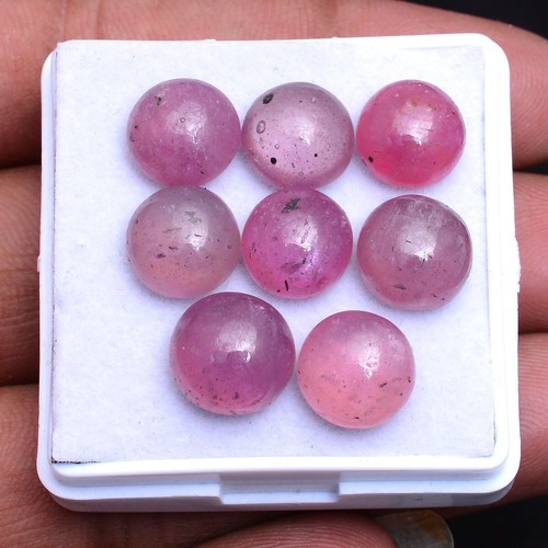 8 Pcs Natural Ruby 9mm-11mm Round Cabochon Pinkish Red Sparkling Loose ...
