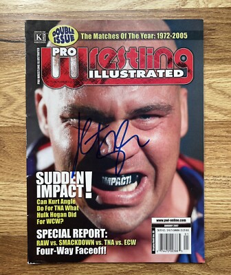 Kurt Angle Signed Autographed Pro Wrestling Magazine WWE Wrestling ...