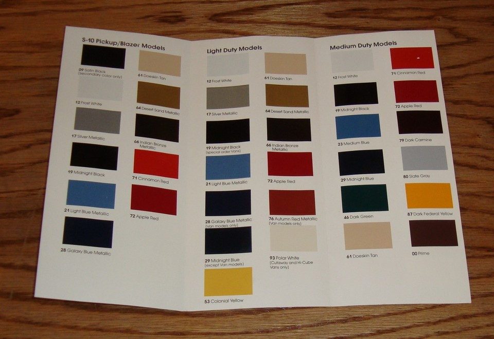 1984 Chevrolet Truck Exterior Colors Sales Brochure 84 Chevy Pickup El ...