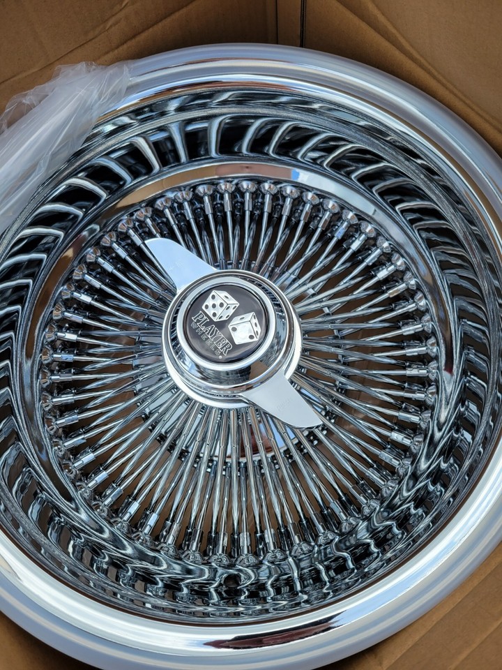 14x7 Player Wheels 7 Spoke Wire Wheels 100 Spoke 2 Bar Knockoff Wheels ...