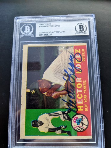 1960 Topps #163 HECTOR LOPEZ Signed BASEBALL AUTO Beckett NEW YORK ...