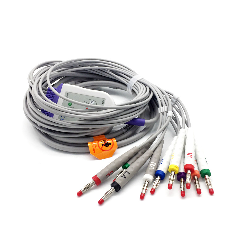 Compatible Mortara ELI 250 ELI150 EKG ECG Cable 10 Leads15Pins Banana4 ...