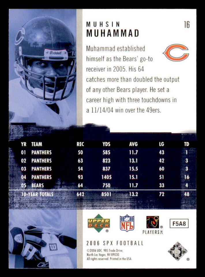 2006 SPx #16 Muhsin Muhammad Chicago Bears | eBay