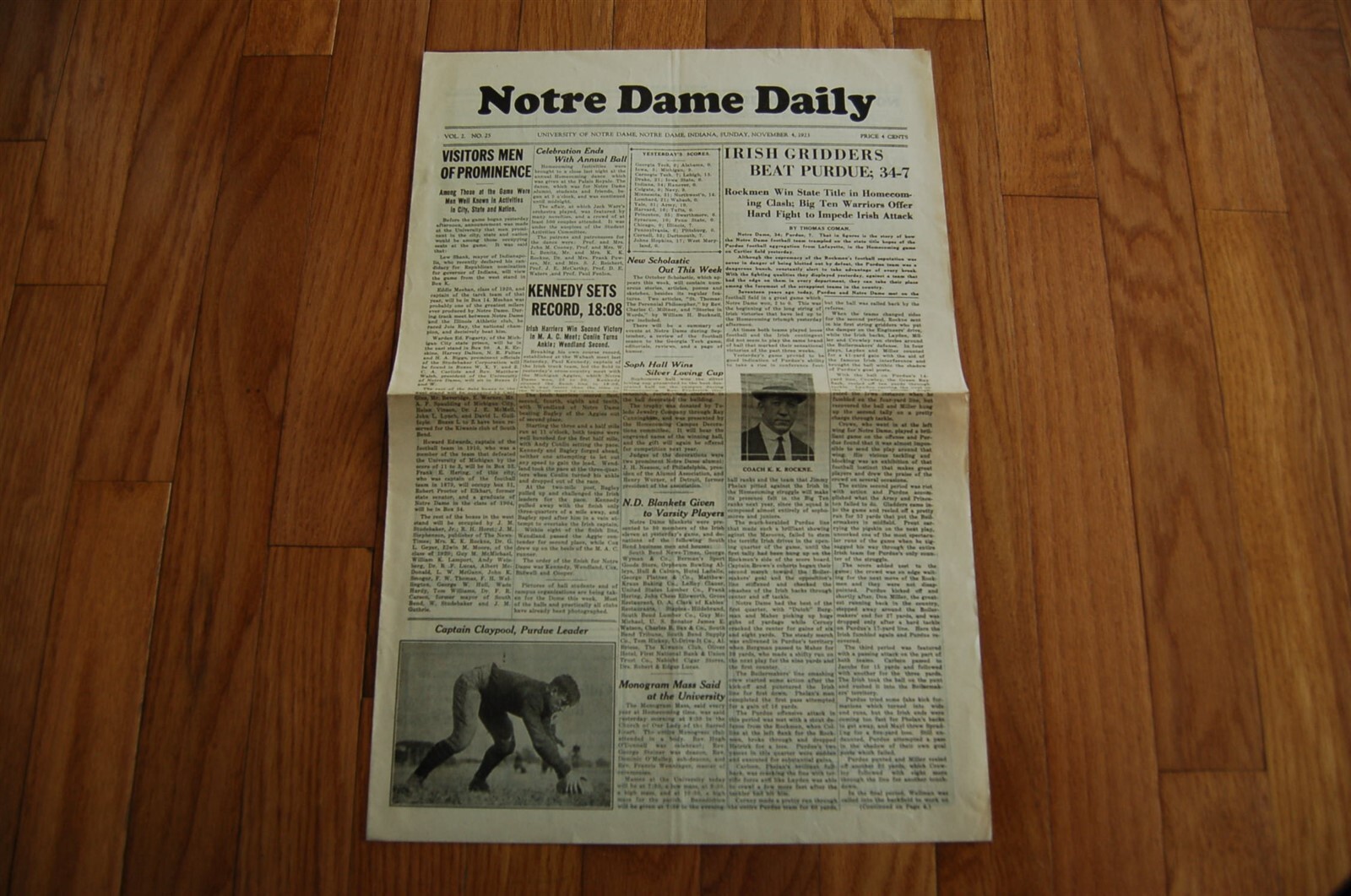 Hard to Find November 4, 1923 Notre Dame Daily Newspaper - Purdue ...