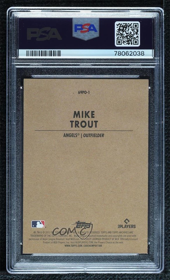 2021 Topps Archives 1963 Topps Peel-Offs Mike Trout #69PO-1 PSA 9 MINT ...
