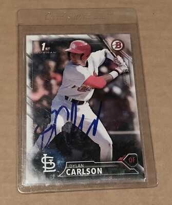DYLAN CARLSON 2016 Bowman Draft Auto Cardinals Signed IP 1st Bowman RC ...