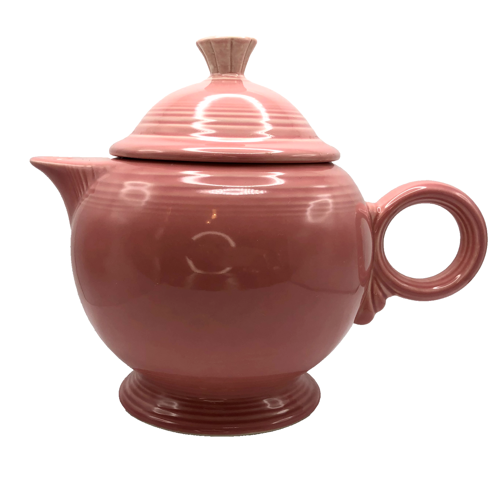 Fiestaware Rose Pink Covered Teapot & Lid Circle Handle Style Retired ...