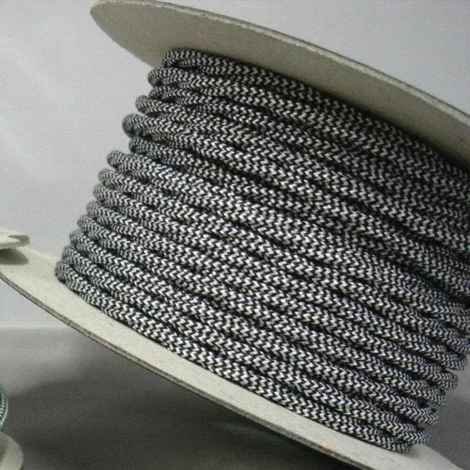 5M ROUND/TWIST 2 Core Braided Fabric Cable Light Vintage Retro Lighting ...