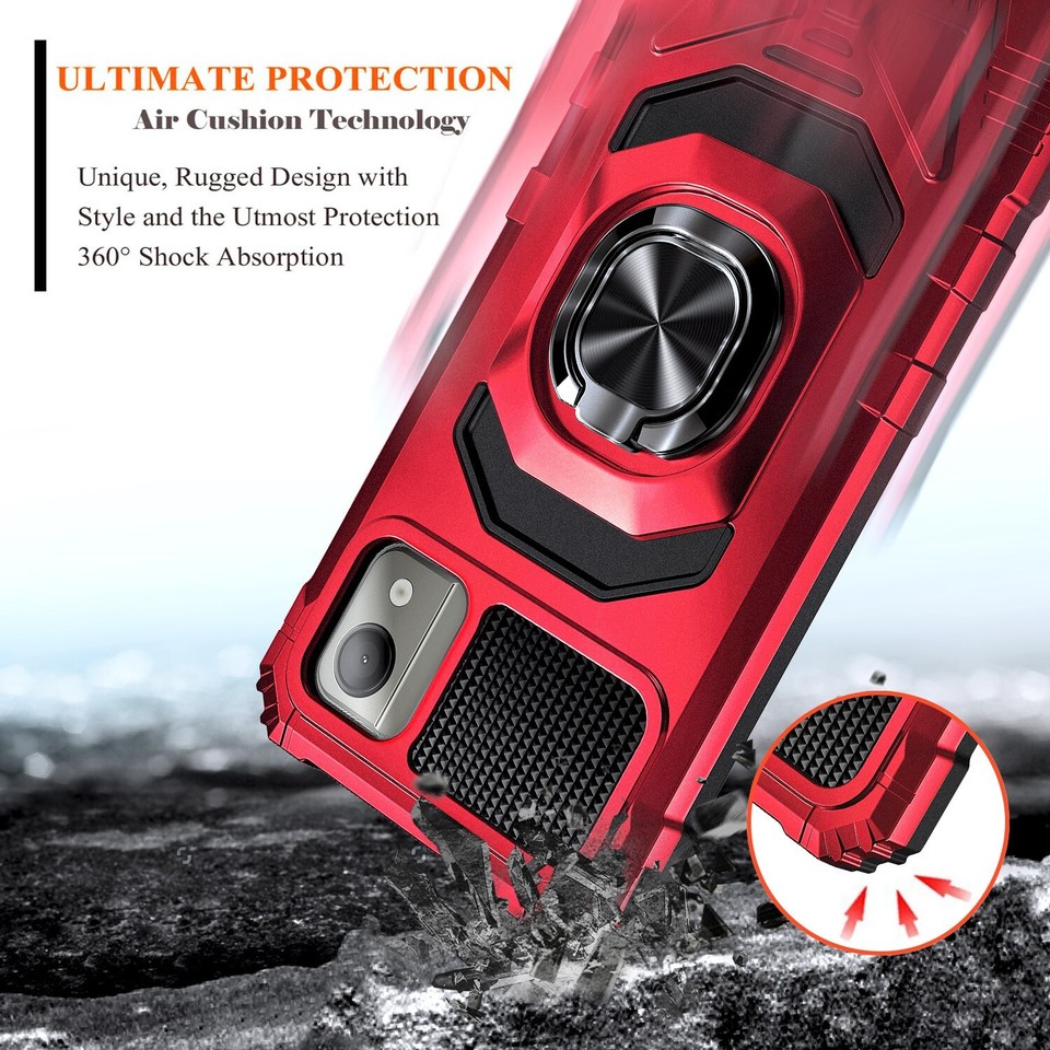For BLU Studio Mini (2023) Case Armor Ring Stand Phone Cover + Tempered ...