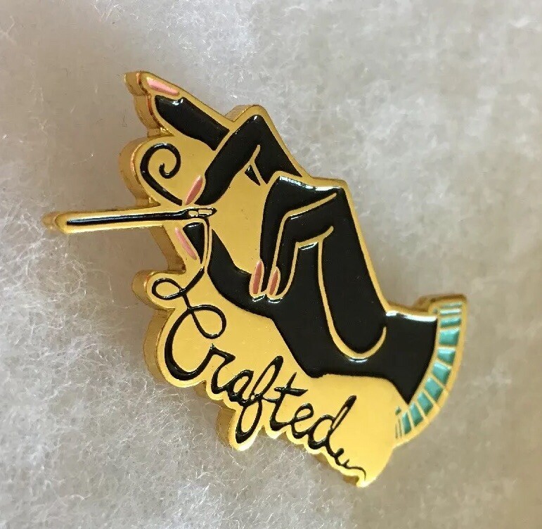 Hand Crafted Lapel Pin Artist Hand Sewn Pinback Crafter Brooch Gold ...