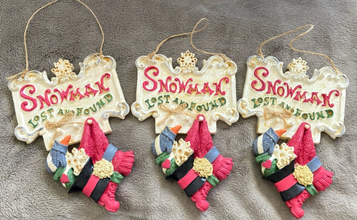 Lot of 3 Snowman Lost and Found Resin Christmas Ornaments | eBay