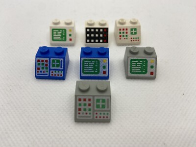 (7) LEGO Classic Space Computer Screen Lot- Printed 2x2 slope-Control ...