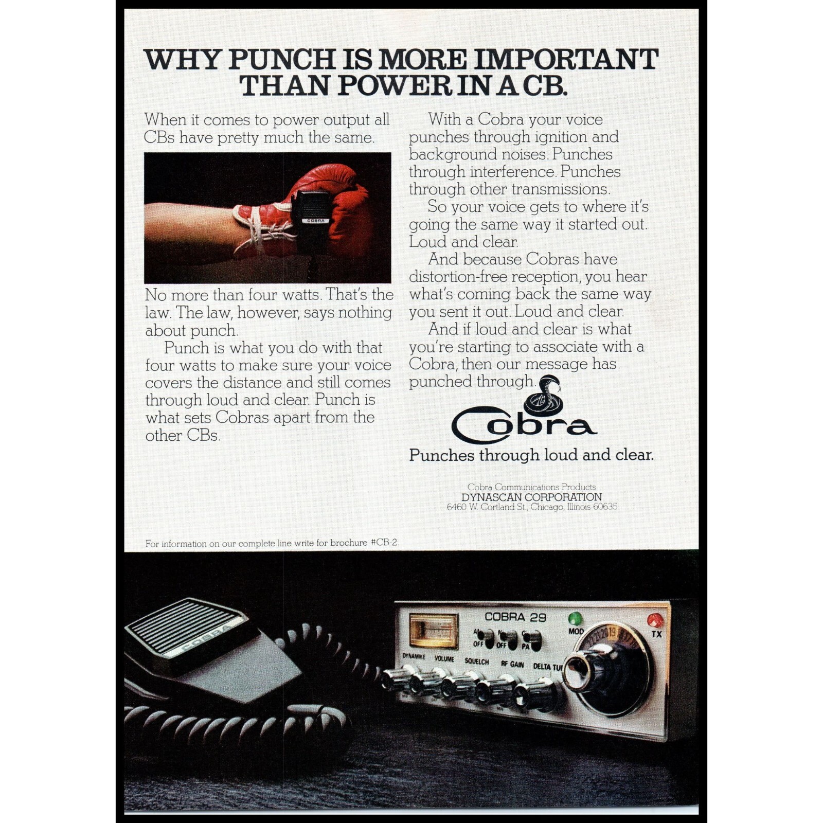 1976 Cobra 29 CB Radio Vintage Print Ad 70s Tech Trucker Boxing Glove ...