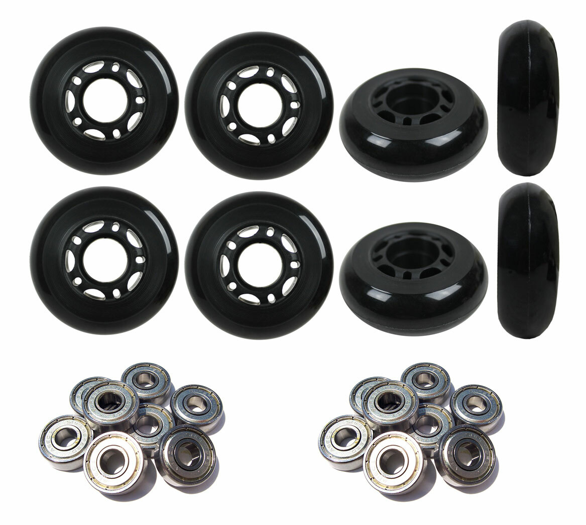 Inline Wheels Outdoor Black/Grey 64mm 82a Set of 8 Abec 9 | eBay