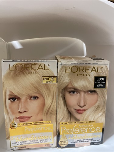 (2)L'Oreal Superior Preference Hair Color LB01 Extra Light Ash Blonde ...