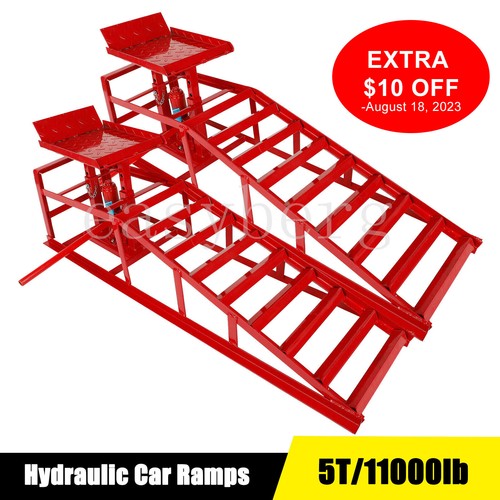 2-Pieces Auto Car truck Service Ramp Lift Car Jack Hydraulic Lift 5 Ton ...