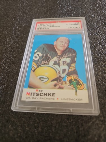 RAY NITSCHKE "66" PSA/DNA Certified Authentic Signed 1969 Topps Card ...