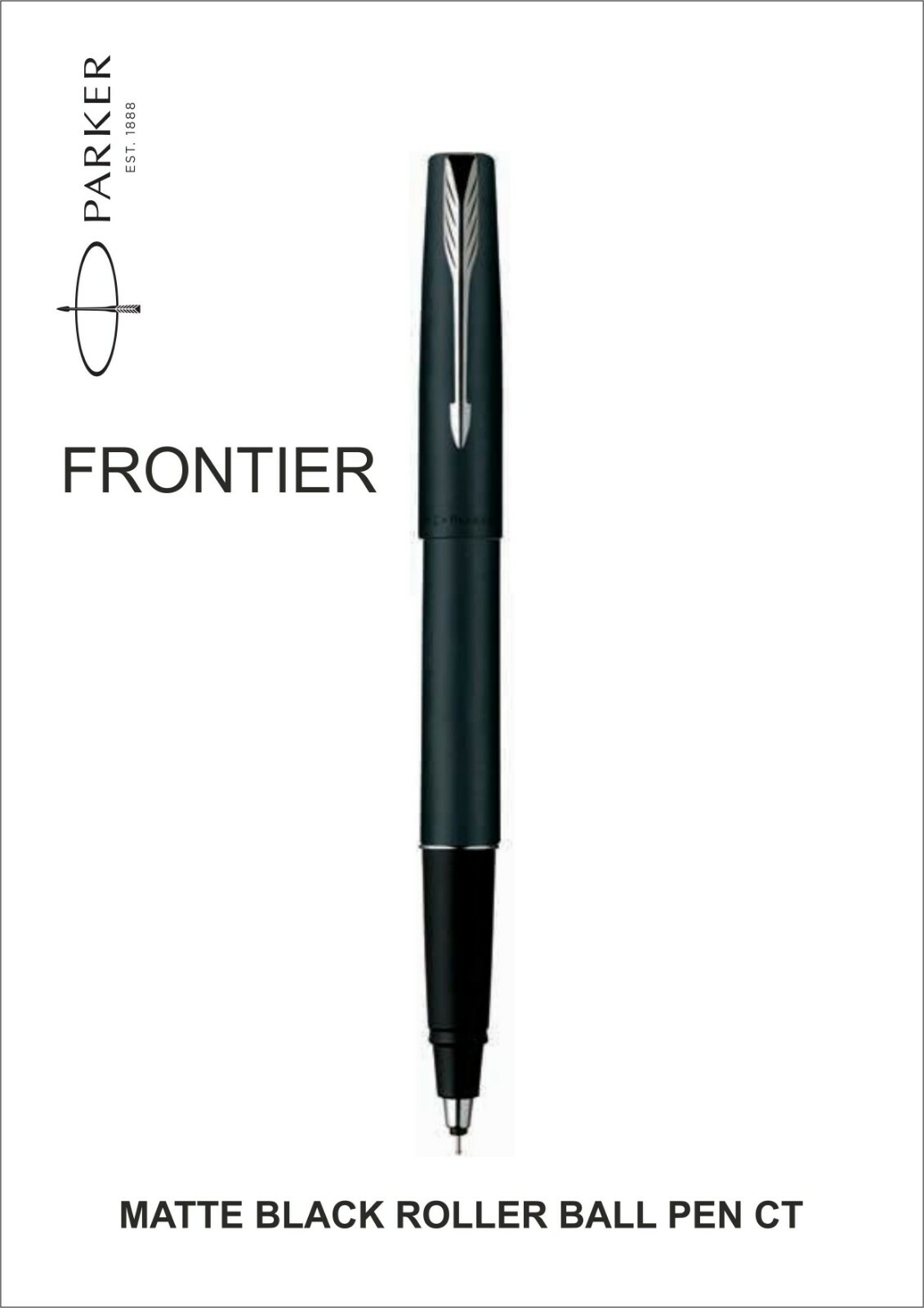 Parker Frontier Matte Black CT RB Roller Ball RollerBall Pen Fine Blue ...