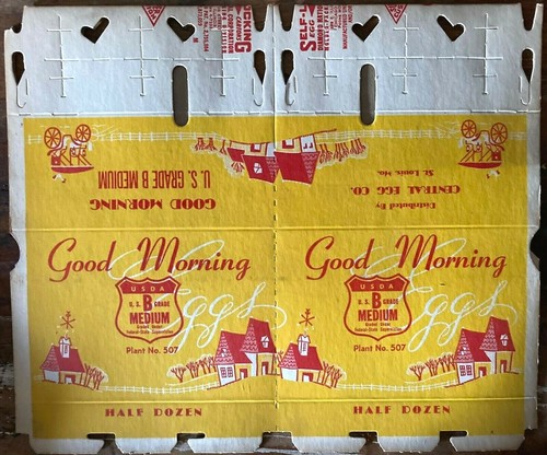 Old Good Morning Half Dozen Egg Carton Superb Graphics - St. Louis, Mo ...