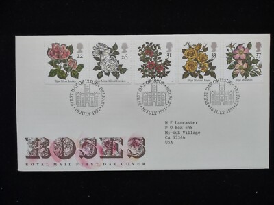 GB - 1991 Royal Mail FDC - Roses (Postmark: Type 2) | eBay