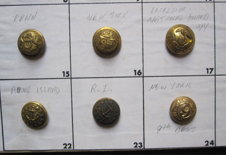 IW era - 28 MILITARY BUTTONS - Cuff Buttons for States & some Regiments ...