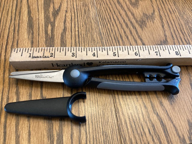 Pampered Chef Kitchen Shears Scissors Item #1077 Spring Loaded W/ Herb ...