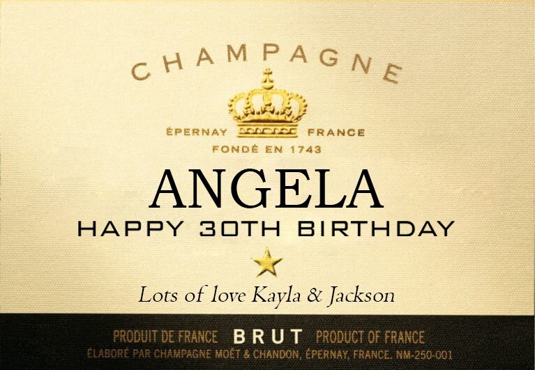 PERSONALISED CHAMPAGNE MOET GOLD BOTTLE STICKER LABEL HAPPY BIRTHDAY ...