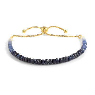 Natural Shaded Blue Sapphire 3-4mm Beads Bolo Chain Adjustable Slider ...